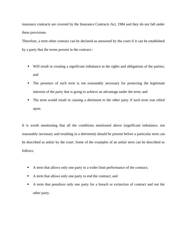 Rights provided by Australian Consumer Law against unfair contract terms