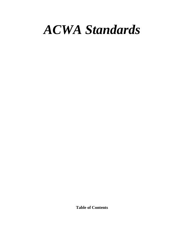 ACWA Standards: Code of Ethics, Provision of Service, Confidentiality ...