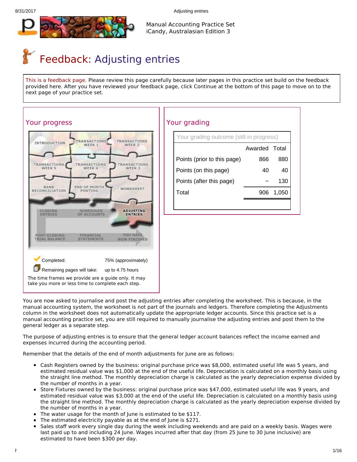Adjusting Entries Solution: iCandy, Australasian Edition