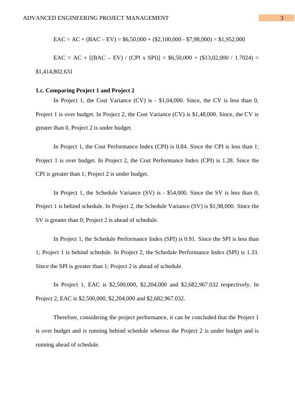 Advanced Engineering Project Management - Earned Value Management and Revised Project Plan
