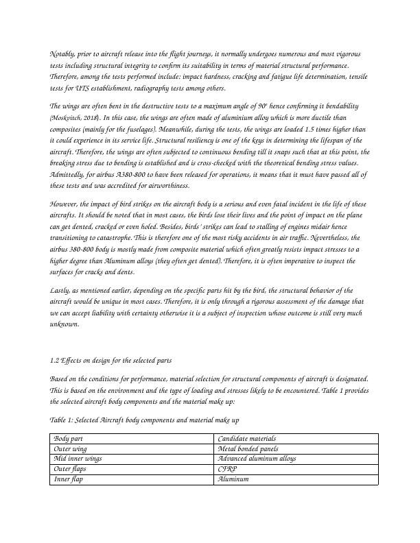 A380-900 Aircraft Damage: Technical Assessment Report