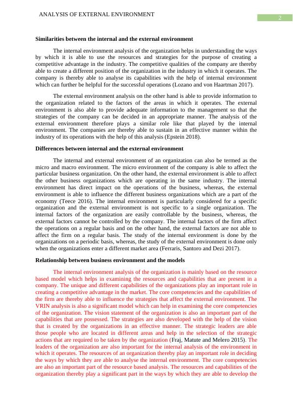 Importance of Internal and External Environment Analysis | Desklib