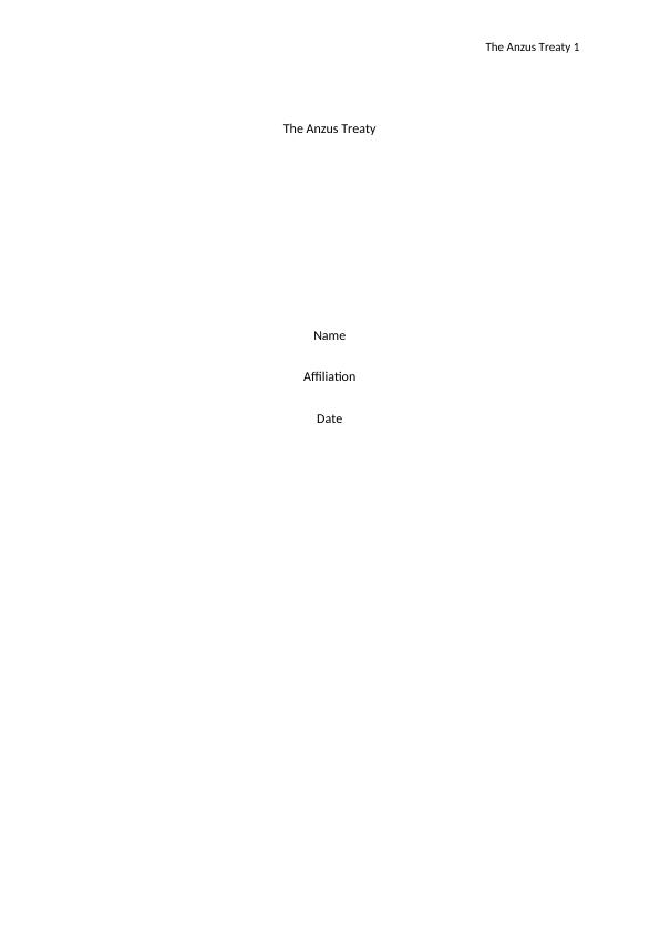 ANZUS Treaty Analysis: History, Evolution, and Relevance