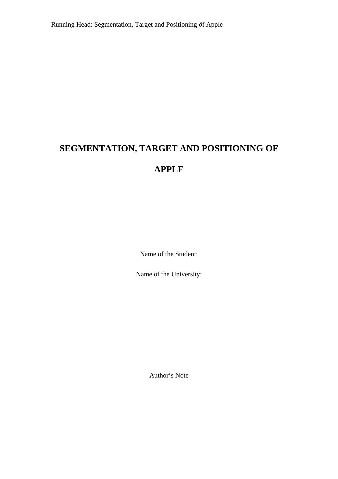 Importance of Segmentation, Target and Positioning for Apple