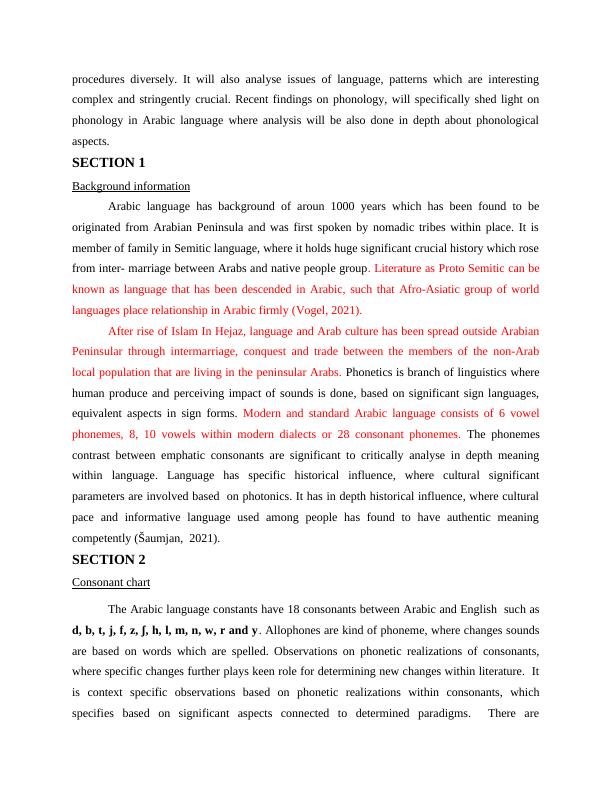 Phonology of Arabic Language: Inventory, Processes and Theories | Desklib