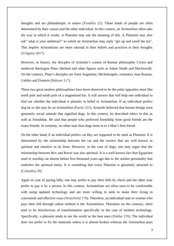 Aristotelian or a Platonist - Desklib