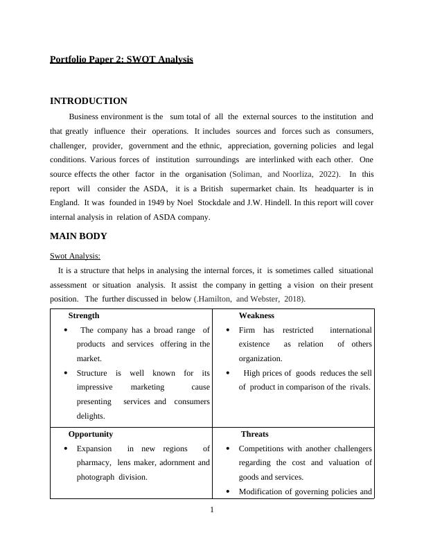 Operational Impact Analysis of ASDA | Desklib