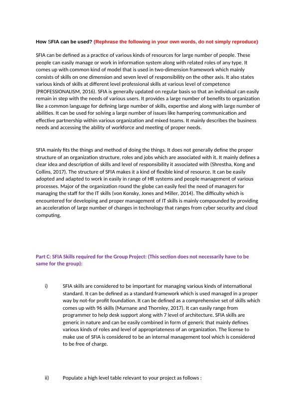 Assessment 3 Report Structure: Definition of Professionalism, SFIA ...