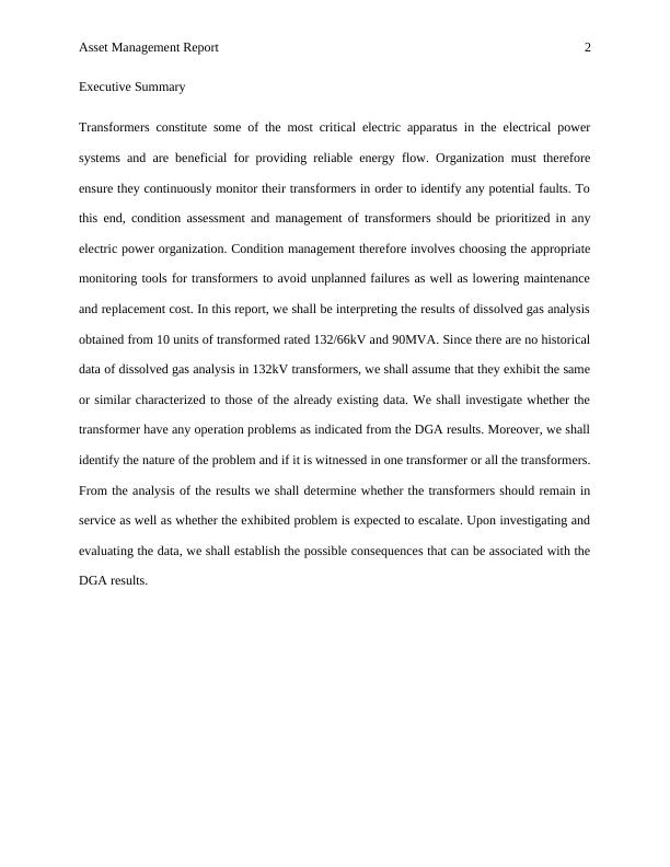 EAC4024-N: DGA Based Report on Transformer Asset Management