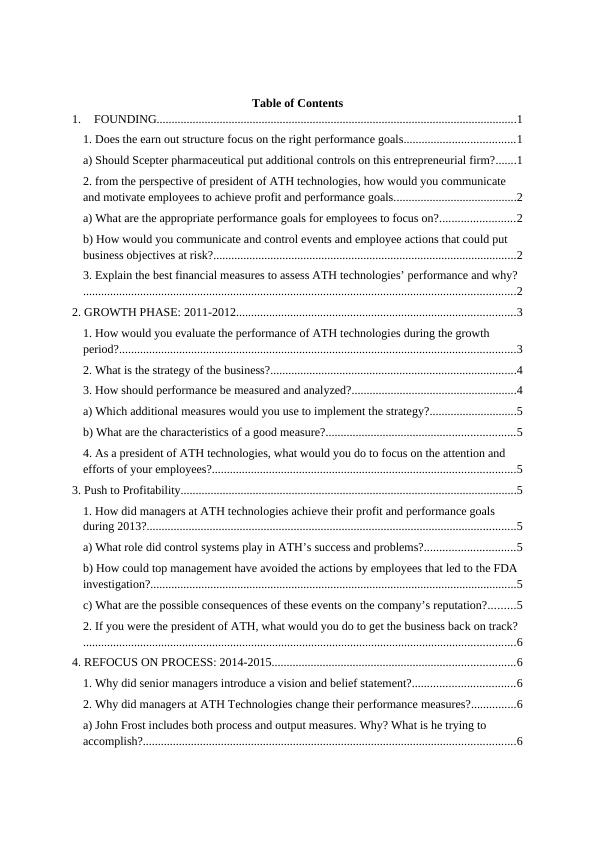 ATH Technologies Case: Evaluating Control System Design