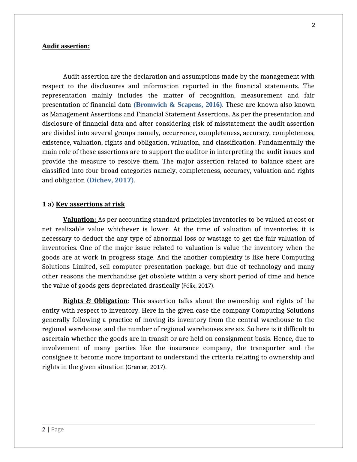 Audit Planning: Assertions, Key Assert