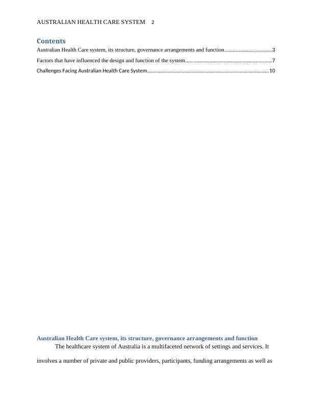 Analysis of Australian Healthcare System - Desklib