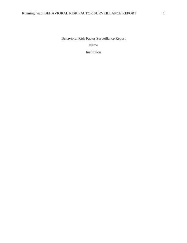 BRFSS Report: Analysis of Behavioral Risk Factors in the USA