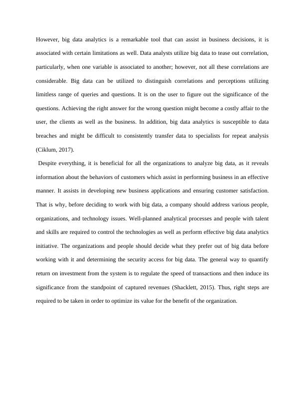 Big Data Analytics: Challenges, Benefits, and Limitations