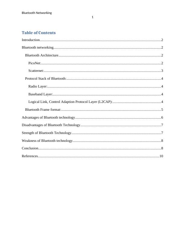 Data Communication: Bluetooth Networking Report QAC020C156A