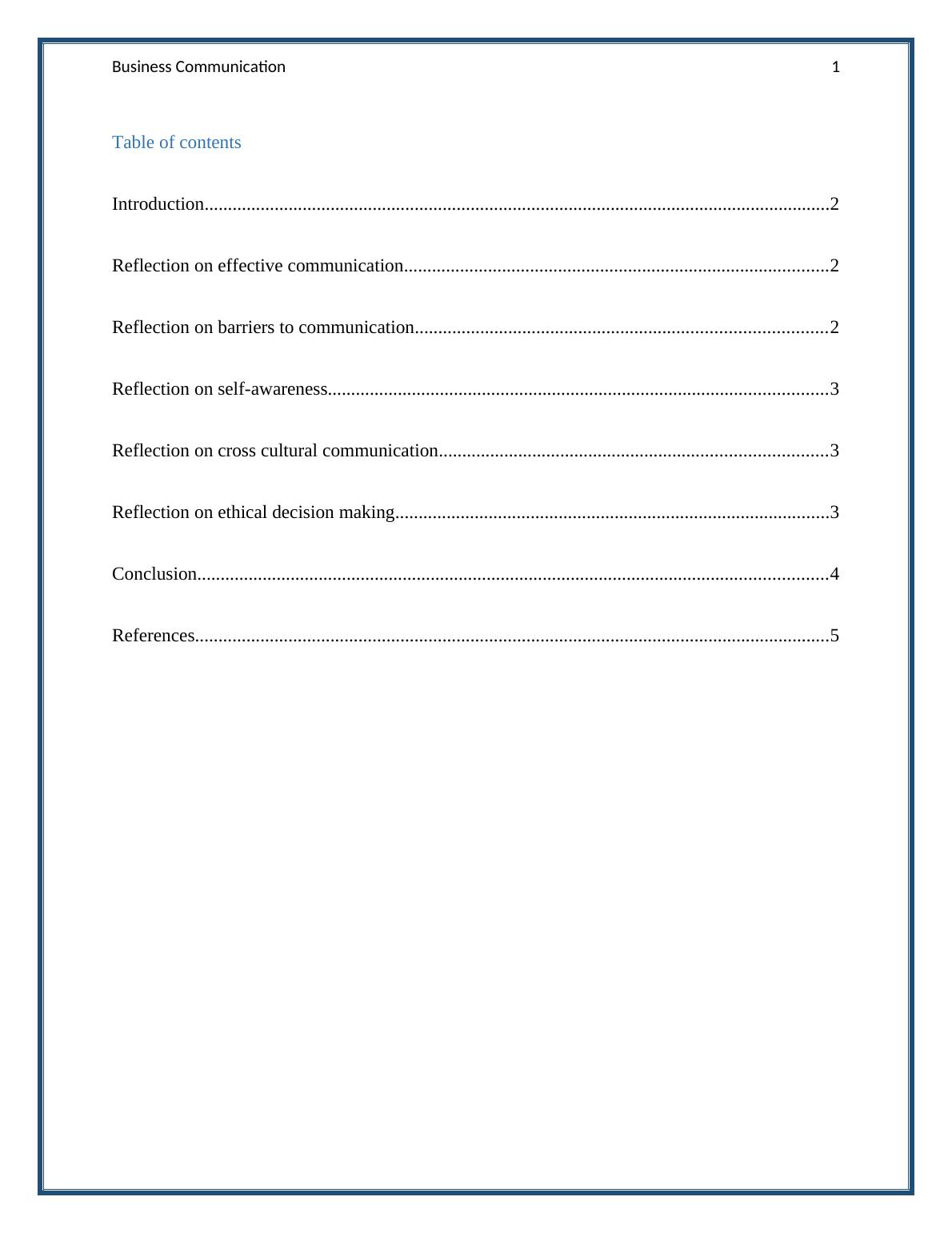 Reflection on Business Communication Skills Learned