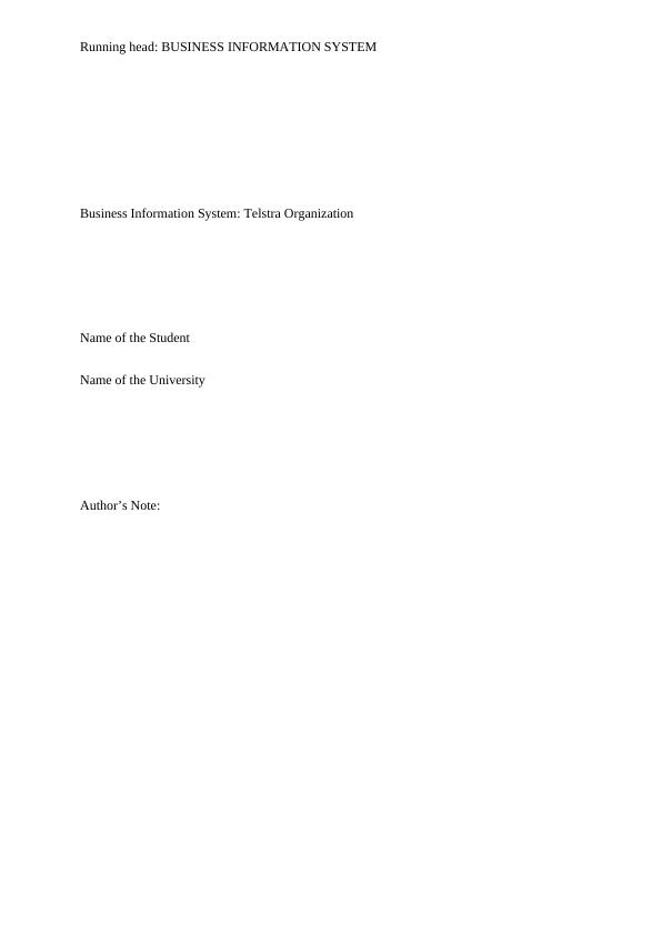 Business Information System: Telstra Organization