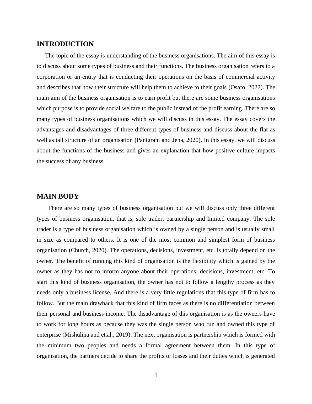 Types of Business, Organisational Structure, Functions, and Culture