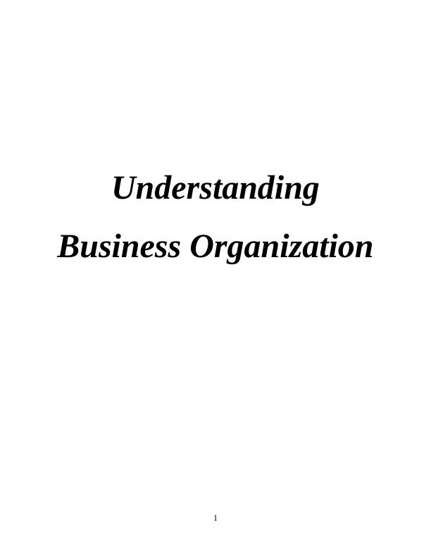 Understanding Business Organization - Desklib