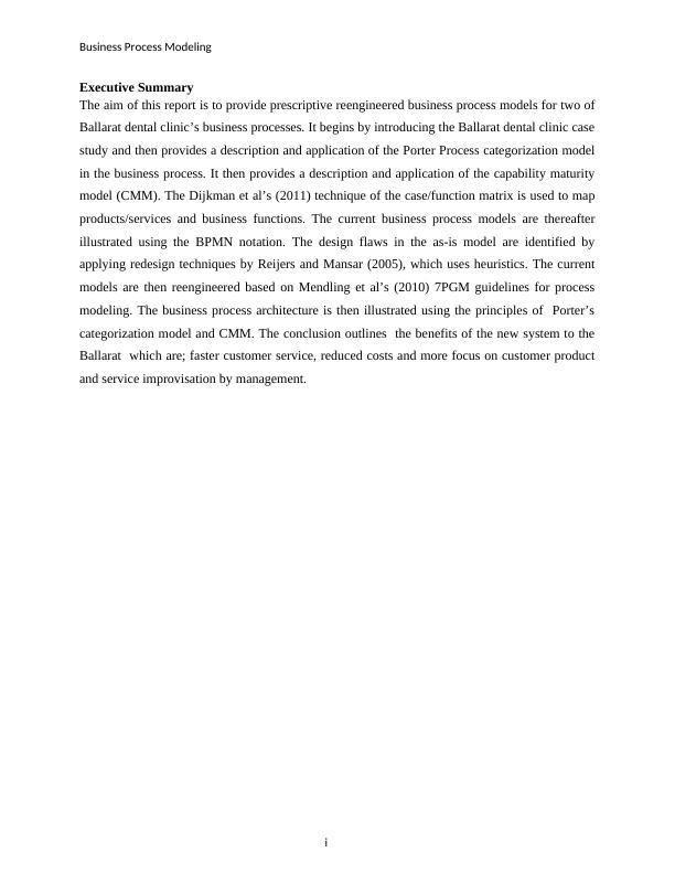 ITECH 5404 - Process Modeling & Redesign: Ballarat Dentistry