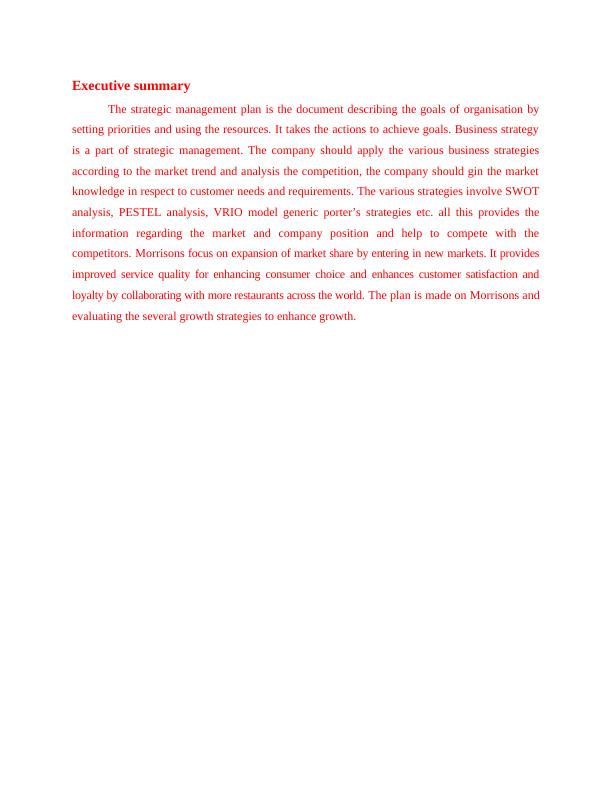 Strategic Analysis: Growth Strategies for Morrisons Plan