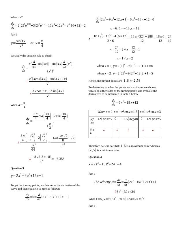 Calculus Solved Problems with Examples - Desklib