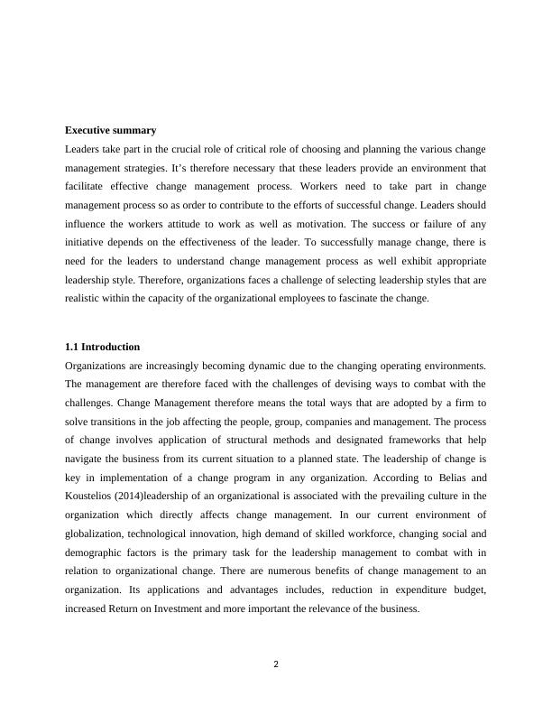 Effective Change Management: Leadership Styles Analysis