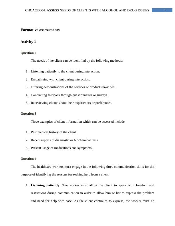 CHCAOD004: Comprehensive Guide to AOD Client Assessment