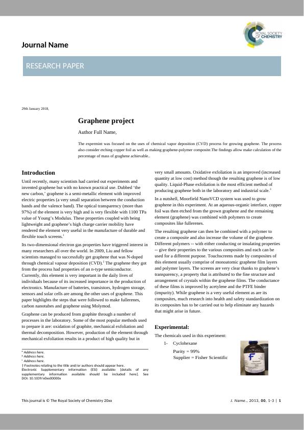 Uses of Chemical Vapor Deposition (CVD) Process for Growing Graphene ...