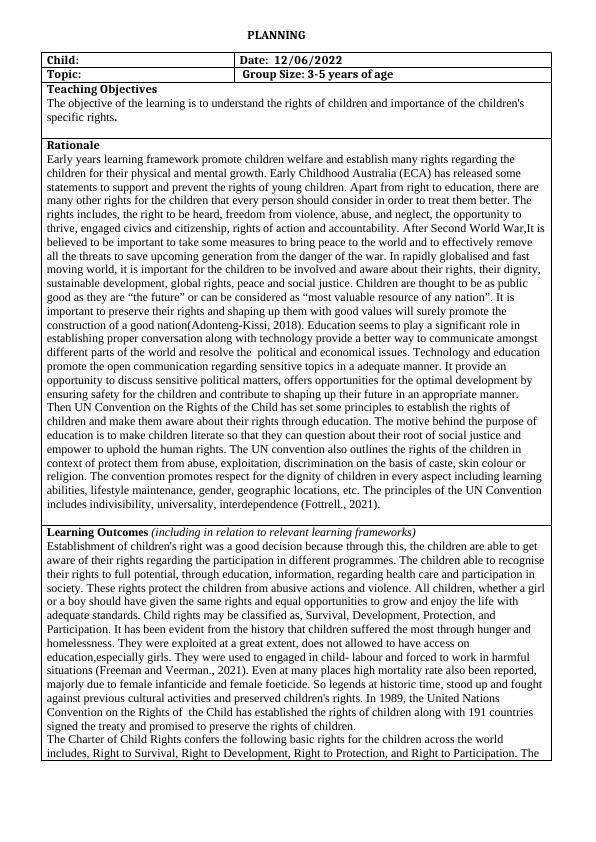 Importance of Children's Rights for 3-5 Year Olds - Desklib