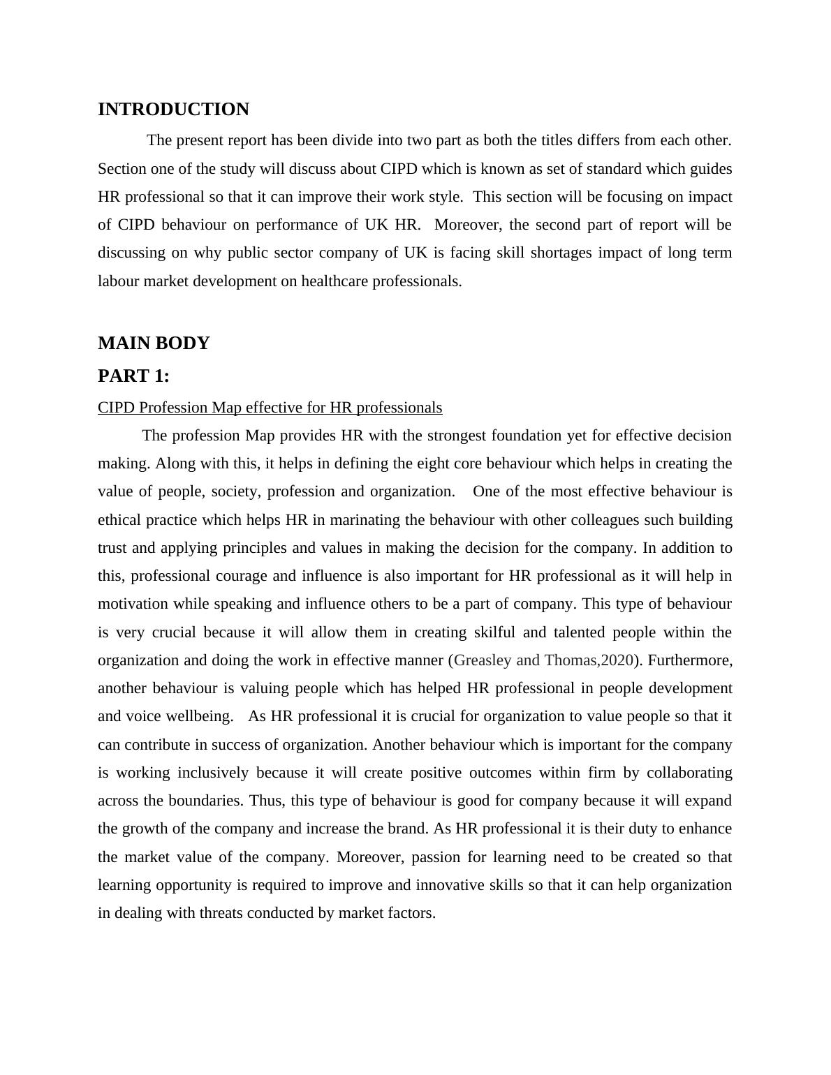 CIPD Profession Map and Skill Shortage in UK Public Sector and Healthcare