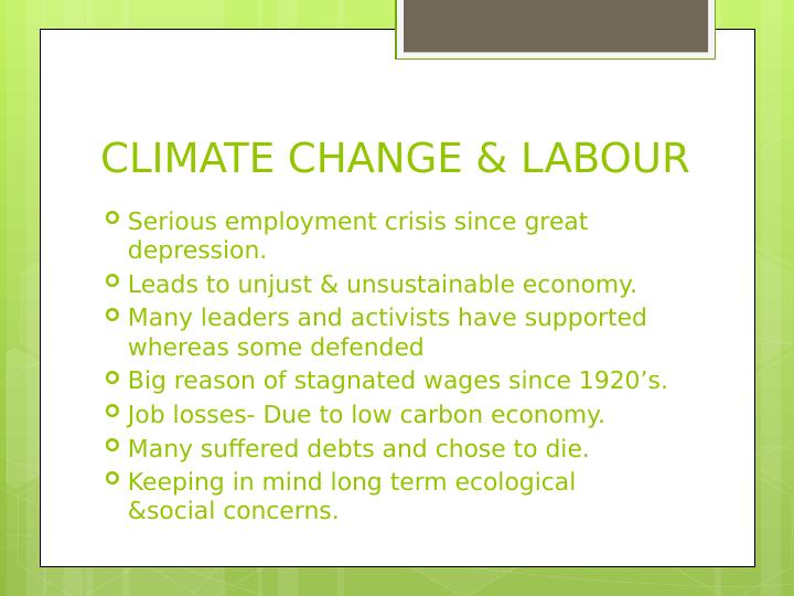 Environmental Analysis: Climate Change and Labor Policies