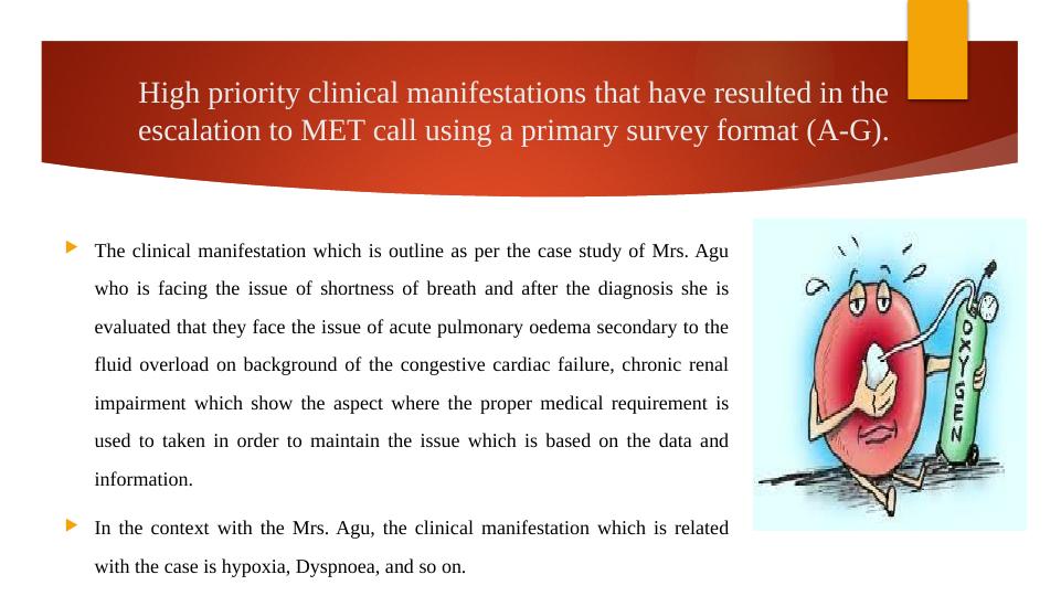 MET Call Escalation: Clinical Manifestations Analysis