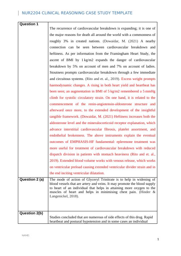 Clinical Reasoning Case Study: Cardiovascular Breakdown and Obesity