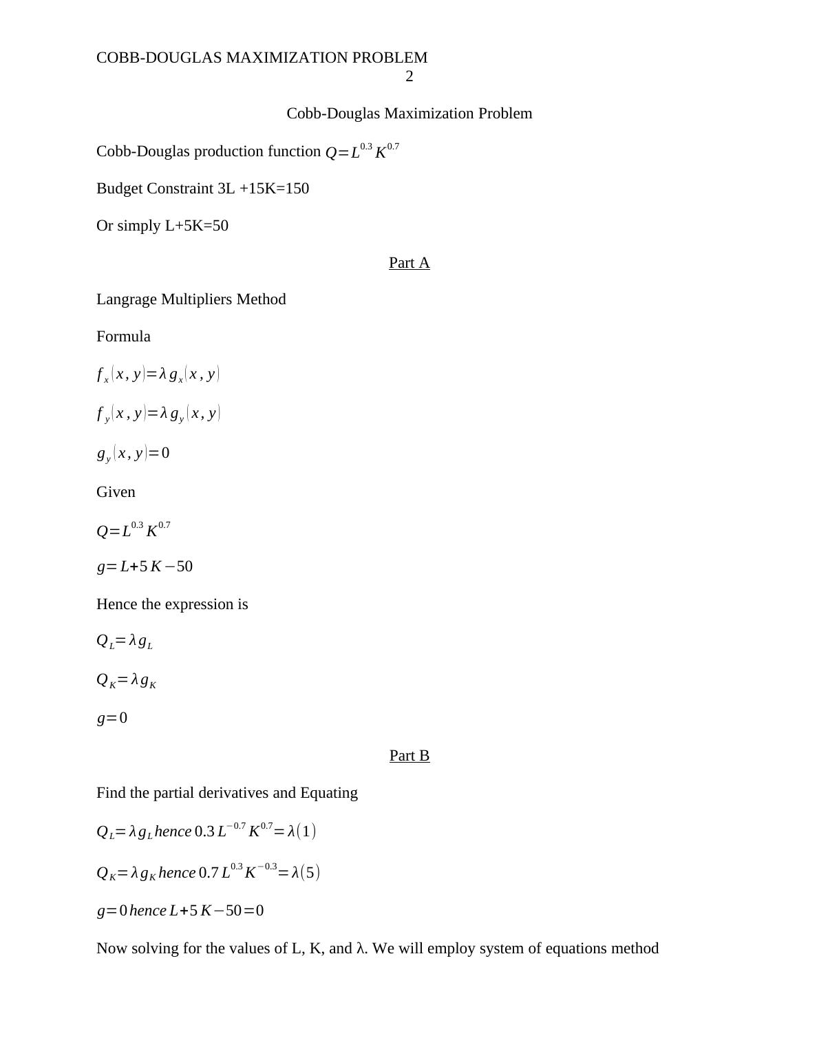 Production Maximization: Cobb-Douglas & Lagrange Method