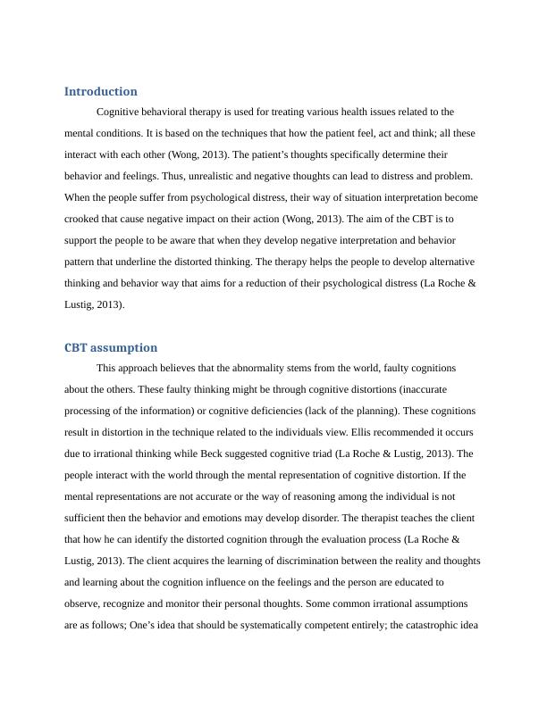 Codrina's Case: Cognitive Behavioral Therapy Analysis