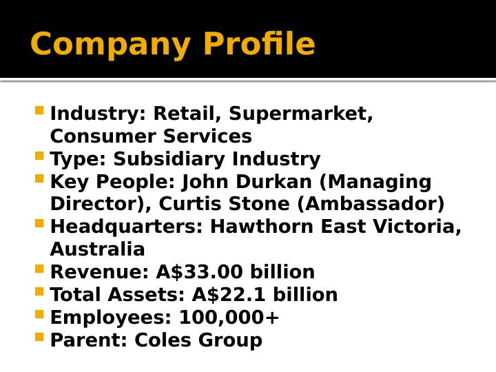 Coles Supermarkets Australia: International Marketing Plan