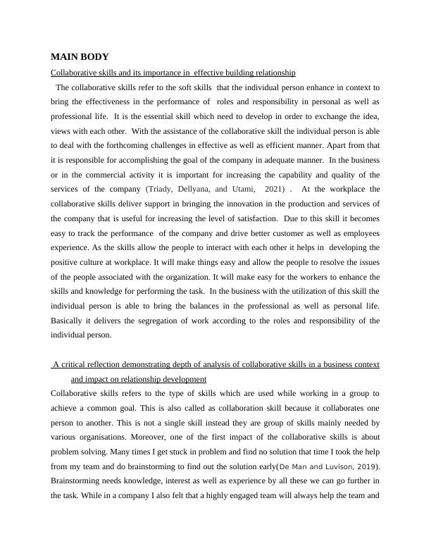 Collaborative Skills Importance in Building Relationships | Desklib