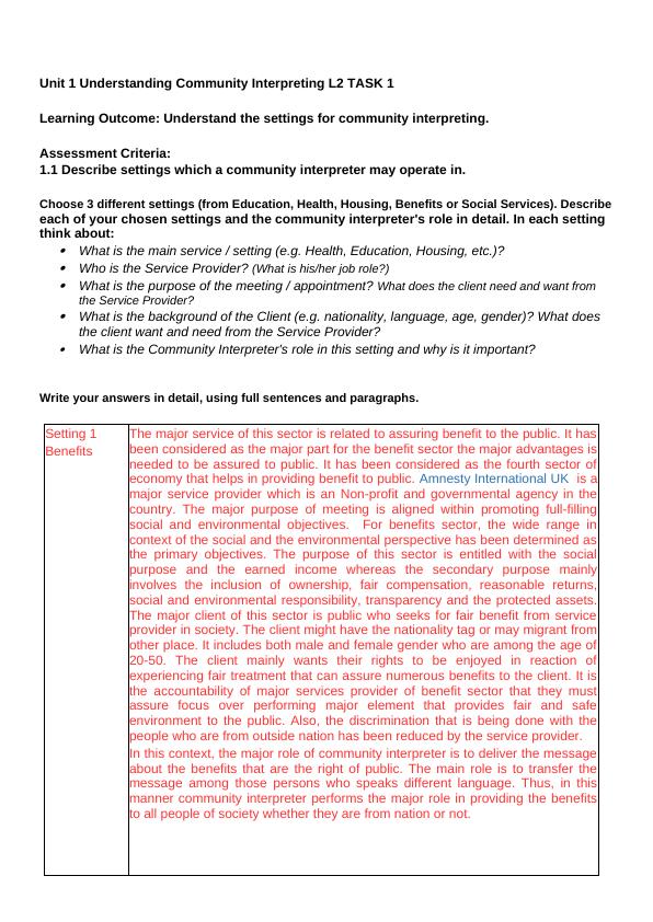 Community Interpreting: Settings, Tasks, and Roles