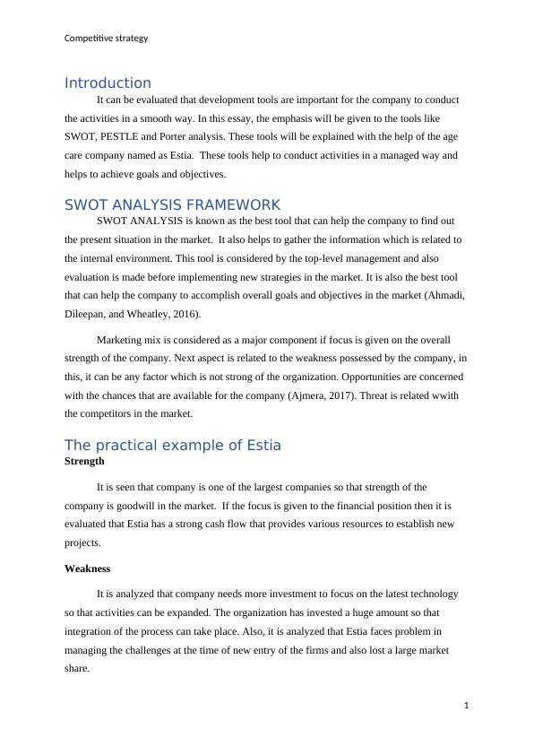 HI6006 - Competitive Strategy: PESTLE, SWOT, and Porter
