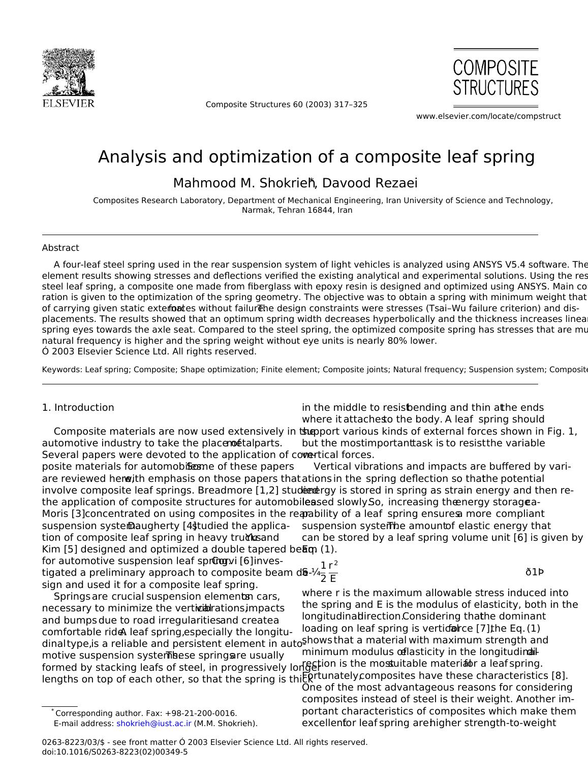 Analysis And Optimization Of A Composite Leaf Spring Desklib