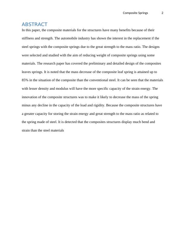 Composite Spring Report: Material Evaluation & Behavior