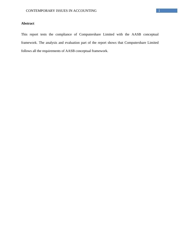 Computershare Ltd: Meeting AASB Conceptual Framework