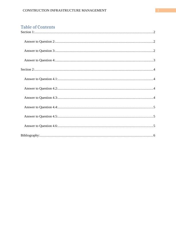 Construction Infrastructure Management Assignment Analysis
