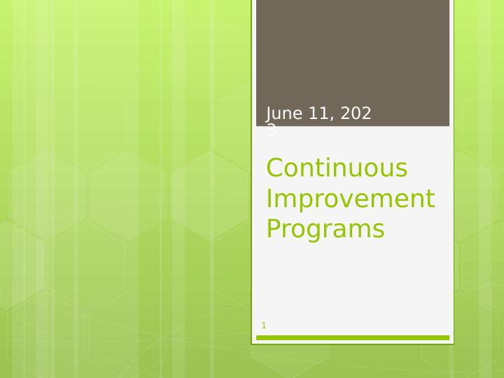 Continuous Improvement Programs for Patient Care | Desklib