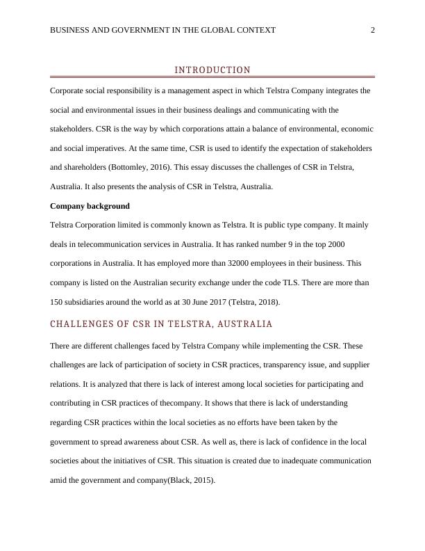 Telstra's CSR in Australia: Challenges and Opportunities