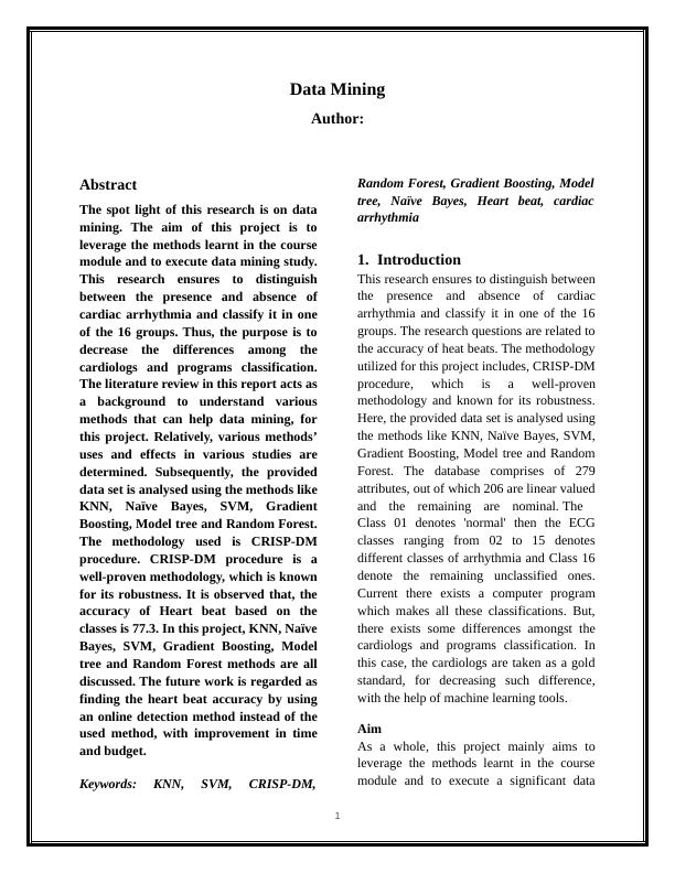 Data Mining for Cardiac Arrhythmia Detection using KNN, Naive Bayes ...