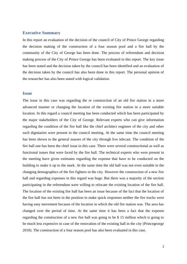 Evaluation of Decision Making Process for Construction of Fire Hall and ...