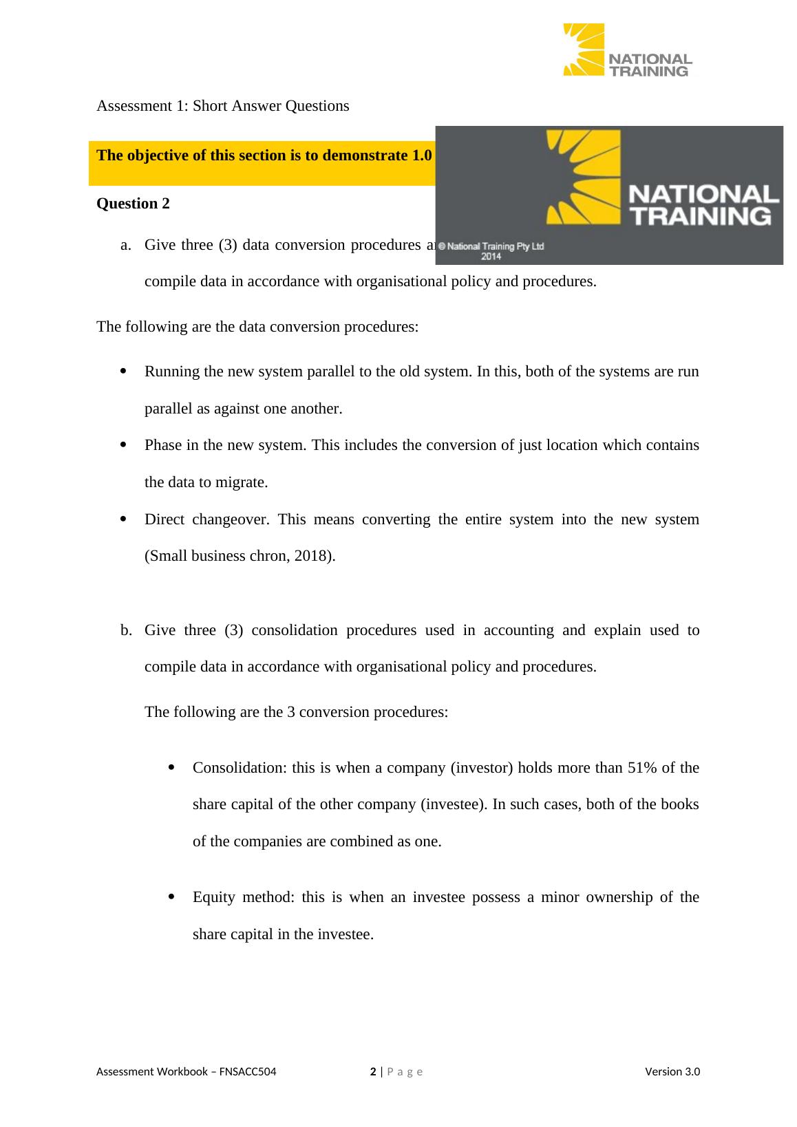 Assessment Workbook FNSACC504 - Desklib