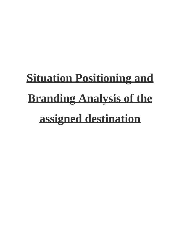 Situation Positioning and Branding Analysis of the assigned destination